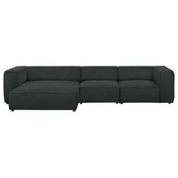 Ecksofa W.Schillig "around-the-block" Sofas Gr. B/H/T: 341cm x 66cm x 164cm, Longlife fabric Flachgewebe T88, Longchair links, grau (anthracite t88) mit eleganter Biese, Federkern, Breite 341 cm