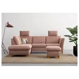 Ecksofa Home Affaire "Trelleborg L-Form" Sofas Gr. B/H/T: 252 cm x 86 cm x 213 cm, Feincord, Ottomane links, ohne Bettfunktion-ohne Stauraum, rosa (altrosa) wahlweise mit Bettfunktion und Bettkasten, inkl. Federkern-Polsterung