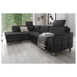 Sit & More Ecksofa SIT & MORE "Pablo L-Form", schwarz, B:233cm H:78cm T:196cm, Struktur fein (100% Polyester), Struktur (100% Polyester), Sofas, wahlweise mit Bettfunktion