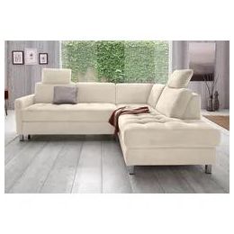 Sit & More Ecksofa SIT & MORE "Pablo L-Form", beige (creme), B:233cm H:78cm T:196cm, Struktur fein (100% Polyester), Struktur (100% Polyester), Sofas, wahlweise mit Bettfunktion