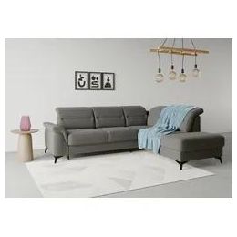 Sit & More Ecksofa SIT & MORE "Sinatra L-Form", grau, B:251cm H:85cm T:220cm, 90% Polyester, 10% Polyamid, Sofas, mit Ottomane, optional mit Kopfteilverstellung und Armteilfunktion
