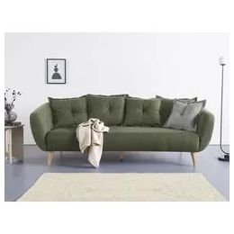 3-Sitzer Home Affaire "Baggio" Sofas Gr. B/H/T: 236cm x 80cm x 103cm, Struktur fein, grün Zierkissen inklusive