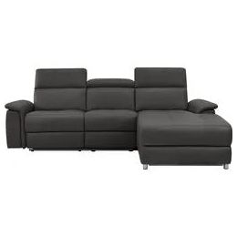 Ecksofa Places of Style "Pareli, L-Form, 259cm,m. Recamiere, Echtleder, Kunstleder, Webstoff" Sofas Gr. B/H/T: 259cm x 98cm x 163cm, Kunstleder, Recamiere rechts, elektrische Relaxfunktion auf Seite gegenüber der Recamiere, braun man. o. elektr. Relaxfunktion, USBKopfteilverstellg u. LED