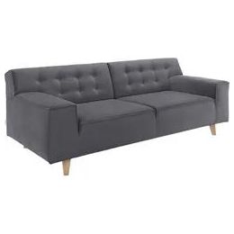 2,5-Sitzer Tom Tailor HOME "NORDIC CHIC" Sofas Gr. B/H/T: 206cm x 77cm x 91cm, Samtstoff TSV, grau (dunkelgrau tsv 39) im Retrolook, Füße Buche natur