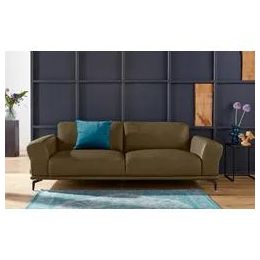 2,5-Sitzer W.Schillig "montanaa" Sofas Gr. B/H/T: 232cm x 78cm x 94cm, Longlife Xtra-Leder Z69, grün (camouflage z69) mit Metallfüßen in Schwarz pulverbeschichtet, Breite 232 cm