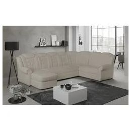 Wohnlandschaft Home Affaire "Boston U-Form" Sofas Gr. B/H/T: 333 cm x 102 cm x 216 cm, Chenille, langer Schenkel rechts-Recamiere links, Ohne Bettfunktion-ohne Schubkasten, beige Gemütliche Wohnlandschaft mit hoher Rückenlehne in klassischem Design