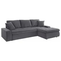 Ecksofa Trendmanufaktur "Indie II, tolle Detailverarbeitung, bequem und komfortabel im Sitz" Sofas Gr. B/H/T: 246cm x 86cm x 155cm, Luxus-Microfaser, Recamiere rechts, ohne Bettfunktion, grau (anthrazit) XL und XXL, wahlweise mit Bettfunktion, L-Form