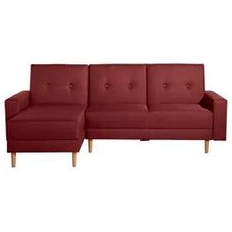 Ecksofa Max Winzer "Just Chill" Sofas Gr. B/H/T: 230cm x 93cm x 152cm, Strukturgewebe 16523, Recamiere beidseitig montierbar, rot Schlafsofa mit Recamiere, Rückenverstellung, inklusive Stauraumhocker