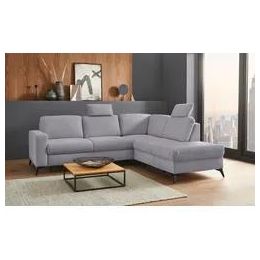 Ecksofa Places of Style "Lolland L-Form" Sofas Gr. B/H/T: 249cm x 88cm x 212cm, Luxus-Microfaser ALTARA NUBUCK, Ottomane rechts, ohne Bettfunktion und Stauraum, grau Wahlweise mit Bettfunktion und Stauraum, auch abwischbarem Bezug