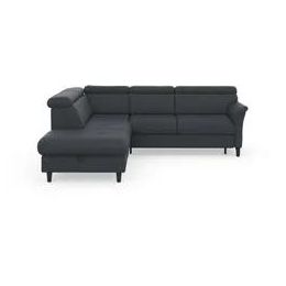 Sit & More Ecksofa SIT & MORE "Marano L-Form" Sofas Gr. B/T: 252cm x 216cm, Soft clean, Ottomane links, mit Bettfunktion-mit Stauraum-inklusive Kopfteilverstellung-Fußfarbe: matt schwarz, grau (dunkelgrau) inklusive Kopfteilverstellung, wahlweise mit Bettfunktion, Bettkasten