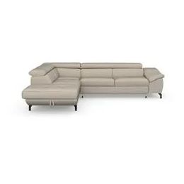 Ecksofa COTTA "Famous L-Form" Sofas Gr. B/T: 279cm x 228cm, Microfaser, Armlehne rechts-Ottomane links, mit Bettfunktion-mit Bettkasten, beige in modernem Design