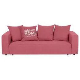 Schlafsofa Tom Tailor HOME "HEAVEN CASUAL SLEEP" Sofas Gr. B/H/T: 244cm x 85cm x 112cm, Struktur grob TCU, mit Bettfunktion-mit Bettkasten, rot (rich coral tcu 17) aus der COLORS COLLECTION, inklusive Bettfunktion & Bettkasten