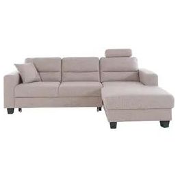 Ecksofa Trendmanufaktur "Chamber, L-Form" Sofas Gr. B/H/T: 247cm x 85cm x 165cm, Struktur grob, Recamiere rechts, Ohne Schlaffunktion, beige (portabella) inklusive einer Kopfstütze, wahlweise mit Schlaffunktion