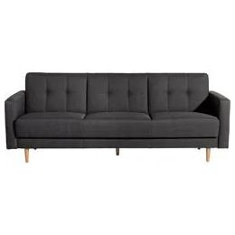 3-Sitzer Max Winzer "Jesper Kippcouch mit komfortablem Federkern, klassisch und modern" Sofas Gr. B/H/T: 224cm x 84cm x 82cm, Strukturgewebe 16523, grau (anthrazit) Schlafsofa mit Knopfheftung im Rücken, inklusive Bettkasten