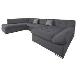 Wohnlandschaft Trendmanufaktur "Reggae II, U-Form" Sofas Gr. B/H/T: 298cm x 78cm x 206cm, Luxus-Microfaser, Recamiere rechts, mit Bettfunktion, grau (graphit) wahlweise mit Bettfunktion