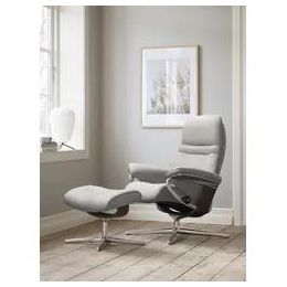 Relaxsessel stressless "Sunrise" Sessel Gr. Struktur fein JASMINE, Cross Base Braun, Relaxfunktion-Drehfunktion-PlusTMSystem-Gleitsystem-BalanceAdaptTM, B/H/T: 92cm x 105cm x 80cm, grau (light grey jasmine) mit Cross Base, Größe S, M & L, Holzakzent Braun