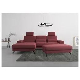 Sit & More Ecksofa SIT&MORE "Cinturo L-Form" Sofas Gr. B/H/T: 283 cm x 88 cm x 175 cm, Soft clean, mega-Recamiere links, inklusive Sitztiefenverstellung-inklusive Federkern, rot (bordeaux) inklusive Sitztiefenverstellung und Federkern, Sitzhöhe 45 cm