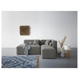 Ecksofa Andas "Sundstrup L-Form" Sofas Gr. B/H/T: 233cm x 76,5cm x 93cm, Samtoptik, Recamiere links, grau (anthrazit) Modulserie, individuelle Zusammenstellung