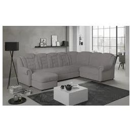 Wohnlandschaft Home Affaire "Boston U-Form" Sofas Gr. B/H/T: 333 cm x 102 cm x 216 cm, Microfaser bedruckt, langer Schenkel rechts-Recamiere links, Ohne Bettfunktion-ohne Schubkasten, silberfarben (silver) Gemütliche Wohnlandschaft mit hoher Rückenlehne in klassischem Design