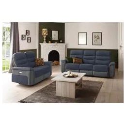 2-Sitzer Home Affaire "Maldini" Sofas Gr. B/H/T: 166cm x 98cm x 90cm, Webstoff, grau (grau, anthrazit (blaustichig)) elektrischer Relaxfunktion und USB-Anschluss, Breite 166 cm