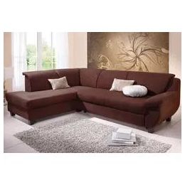 Ecksofa Home Affaire "Yesterday L-Form" Sofas Gr. B/H/T: 254cm x 80cm x 186cm, Microfaser, Ottomane links, ohne Bettfunktion, braun wahlweise mit Bettfunktion, auch in Cord