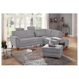 Ecksofa Home Affaire "Alta L-Form", grau, B:250cm H:89cm T:201cm, Struktur ( 100% Polyester), Struktur fein ( 100% Polyester), Luxus-Microfaser ALTARA NUBUCK (100% Polyester), Sofas, mit Federkern und Kontrastnaht, Füße Buche eichefarben