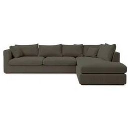 Ecksofa Home Affaire "Coray, L-Form" Sofas Gr. B/H/T: 318cm x 80cm x 272cm, Feincord, Ottomane rechts, grau (dark grey) extra weich und kuschelig, Füllung mit Federn Daunen