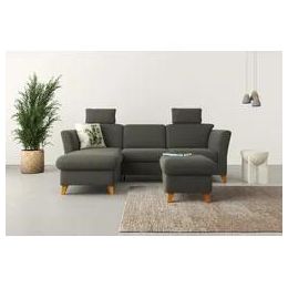 Ecksofa Home Affaire "Trelleborg L-Form" Sofas Gr. B/H/T: 249cm x 86cm x 162cm, Struktur fein, Recamiere links, mit Bettfunktion-mit Bettkasten, grau (anthrazit) Federkern-Polsterung, wahlweise mit Bettfunktion und Bettkasten