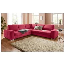 Sit & More Ecksofa SIT & MORE "Santorini L-Form" Sofas Gr. B/H/T: 276cm x 82cm x 271cm, Luxus-Microfaser, langer Schenkel rechts, mit Sitztiefenverstellung, rot mit Federkern und Sitztiefenverstellung, wahlweise Bettfunktion