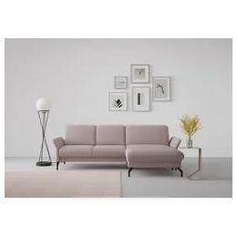 Sit & More Ecksofa SIT & MORE "Fashion L-Form" Sofas Gr. B/H/T: 253cm x 84cm x 165cm, Chenille, Recamiere rechts, mit Kopfteilverstellung-mit Metallfuesse schwarz matt, rosa (rose) wahlweise mit Kopfteilverstellung und Vorziehsitz, motorisch