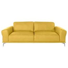 2,5-Sitzer W.Schillig "montanaa" Sofas Gr. B/H/T: 232cm x 78cm x 94cm, Longlife Xtra-Leder Z69, gelb (lemon z69) mit Metallfüßen in Silber matt, Breite 232 cm