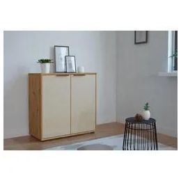 Hochkommode Wiemann "Monaco" Sideboards Gr. B/H/T: 80cm x 70cm x 43cm, braun (bianco-eiche-nachbildung/glas champagner) Türkommode mit Glasfront, vormontiert