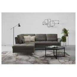 Ecksofa Inosign "Palm Beach L-Form" Sofas Gr. B/H/T: 259cm x 89cm x 224cm, Luxus-Microfaser Euphoria, Ottomane links, mit Sitztiefenverstellung-ohne Bettfunktiom-ohne Stauraum-ohne Armteilverstellung, braun (schlamm) Federkern, mit Sitztiefenverstellung, wahlweise Bettfunktion