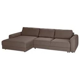 Ecksofa Trendmanufaktur "0, L-Form" Sofas Gr. B/H/T: 303 cm x 84 cm x 176 cm, Struktur weich, mega-Recamiere links, mit Bettfunktion und Bettkasten, braun (walnut) wahlweise mit Bettfunktion und Bettkasten, Tiefe Sitzfläche