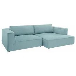 Ecksofa Tom Tailor HOME "Big Cube Style" Sofas Gr. B/H/T: 270cm x 83cm x 160cm, Struktur fein TBO, Recamiere rechts, blau (ice blue tbo 56) mit cleanen Stegkissen, extra große Sitztiefe, Breite 270cm