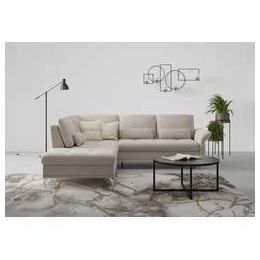 Ecksofa Inosign "Palm Beach L-Form" Sofas Gr. B/H/T: 263cm x 89cm x 224cm, Luxus-Microfaser Euphoria, Ottomane links, mit Sitztiefenverstellung-mit Bettfunktiom-mit Stauraum-mit Armteilverstellung, grau (elephant) Federkern, mit Sitztiefenverstellung, wahlweise Bettfunktion