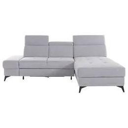 Ecksofa Inosign "Cardiz L-Form" Sofas Gr. B/H/T: 246cm x 83cm x 173cm, Luxus-Microfaser Paris, Recamiere rechts, mit manuellem Vorziehsitz-mit Bettkasten, silberfarben (silber) inkl.Kopfteilverstellung und Federkern wahlweise mit Bettfunktion