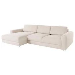 Ecksofa Places of Style "Bloomfield, L-Form" Sofas Gr. B/H/T: 303cm x 84cm x 176cm, Struktur, mega-Recamiere links, XXL ohne Sitztiefenverstellung, beige extra tiefe Sitzfläche, wahlweise mit Sitztiefenverstellung