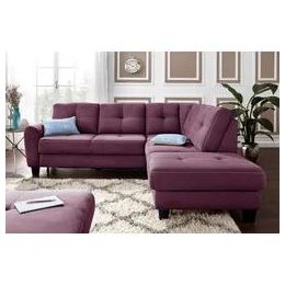 Sit & More Ecksofa SIT & MORE "Varese L-Form", lila (aubergine), B:240cm H:91cm T:214cm, Luxus-Microfaser (100% Polyester)IStruktur fein (100% Polyester)IFlachgewebe (95% Polyester, 5% Polyamid), Sofas, mit Federkern, wahlweise mit Bettfunktion und Stauraum