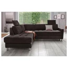 Sit & More Ecksofa SIT & MORE "Pablo L-Form", schwarz, B:233cm H:78cm T:196cm, Struktur fein (100% Polyester), Struktur (100% Polyester), Sofas, wahlweise mit Bettfunktion