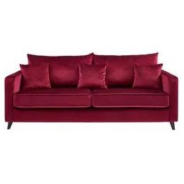 Guido Maria Kretschmer Home & Living 3-Sitzer GUIDO MARIA KRETSCHMER HOME & LIVING "Renesse" Sofas Gr. B/H/T: 203cm x 90cm x 90cm, Samtvelours, rot lose Kissen, Keder an Sitzkissen