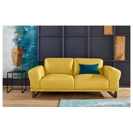 2-Sitzer W.Schillig "montanaa" Sofas Gr. B/H/T: 192cm x 78cm x 94cm, Longlife Xtra-Leder Z69, gelb (lemon z69) mit Metallkufen in Bronze pulverbeschichtet, Breite 192 cm