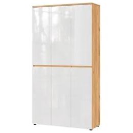 Mehrzweckschrank Germania Schränke Gr. B/H/T: 105 cm x 199 cm x 41 cm, 6 St., weiß (navarra, eiche, nachbildung, weiß) mit Einlegeböden zur individuellen Gestaltung, Fronten in Hochglanz