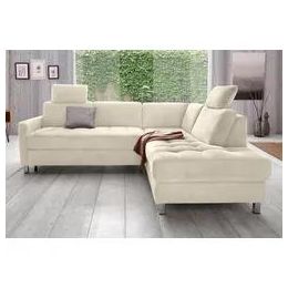 Sit & More Ecksofa SIT & MORE "Pablo L-Form" Sofas Gr. B/H/T: 233cm x 78cm x 196cm, Luxus-Microfaser, Ottomane rechts, ohne Bettfunktion, beige (creme) wahlweise mit Bettfunktion