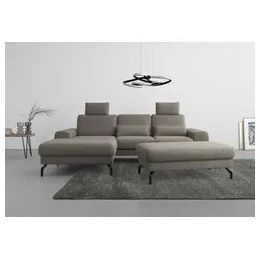 Sit & More Ecksofa SIT & MORE "Cinturo L-Form" Sofas Gr. B/H/T: 283cm x 91cm x 175cm, Luxus-Microfaser Euphoria, mega-Recamiere links, inklusive Sitztiefenverstellung-inklusive Federkern, braun (schlamm) inklusive Sitztiefenverstellung und Federkern, Sitzhöhe 48 cm