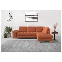 Sit & More Ecksofa SIT & MORE "Westham L-Form" Sofas Gr. B/H/T: 261cm x 88cm x 179cm, Struktur weich, Ottomane rechts, mit Federkern-mit Bettfunktion-mit Armteilverstellung-mit Sitztiefenverstellung-mit Stauraum, orange (terra) mit Ottomane, oder ohne Bettfunktion, Bettkasten, Verstellung