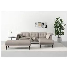 Sit & More Ecksofa SIT & MORE "Scandia L-Form" Sofas Gr. B/H/T: 271 cm x 82 cm x 214 cm, Microfaser, Ottomane rechts, Ohne Kopfteilverstellung-Ohne Armteilfunktion-Mit schwarzen matten Metallfüßen, grau (hellgrau) Wahlweise mit Kopfteilverstellung und Armteilfunktion