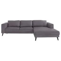 Ecksofa Inosign "Lumber Jack, L-Form" Sofas Gr. B/H/T: 280cm x 85cm x 167cm, Velours, Recamiere rechts, mit Schlaffunktion und Bettkasten, grau in moderner Optik