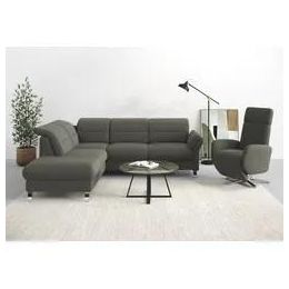 Sit & More Ecksofa SIT & MORE "Grenoble L-Form mit Federkern", grau (anthrazit), B:247cm H:85cm T:222cm, Sofas, wahlweise mit Bettfunktion, Bettkasten, Arm- und Kopfteilverstellung