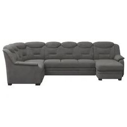 Wohnlandschaft COTTA "Marcus U-Form" Sofas Gr. B/H/T: 330 cm x 99 cm x 211 cm, Chenille, Recamiere rechts-langer Schenkel links, Ohne Bettfunktion-ohne Schubkasten, grau (anthracite) Bequeme Wohnlandschaft in klassischem Design mit hoher Rückenlehne